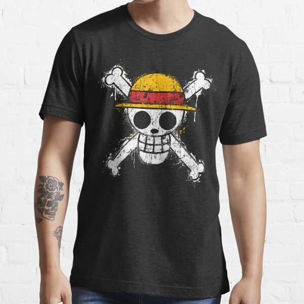 "Straw Hats - Pirate Logo - Skull and Crossed Bones" Essential T-Shirt ...