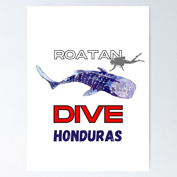 "Roatan Honduras Dive - Scuba Diving with Whale Shark" Poster for Sale ...