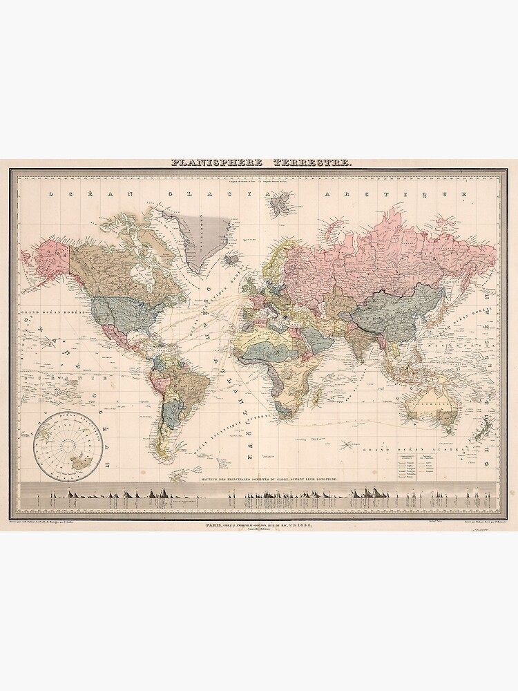 "Vintage Map of The World (1852)" Art Print for Sale by BravuraMedia ...