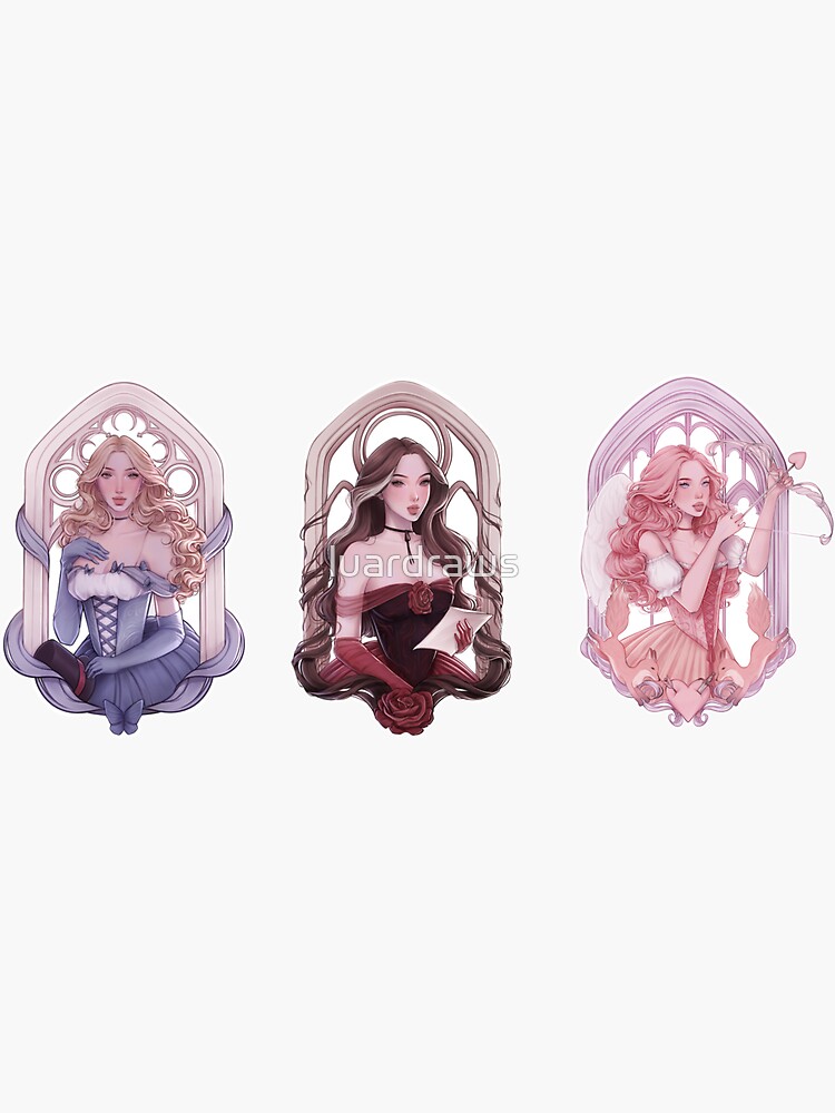 "Scarlett, Donatella & Evangeline" Sticker for Sale by luardraws ...