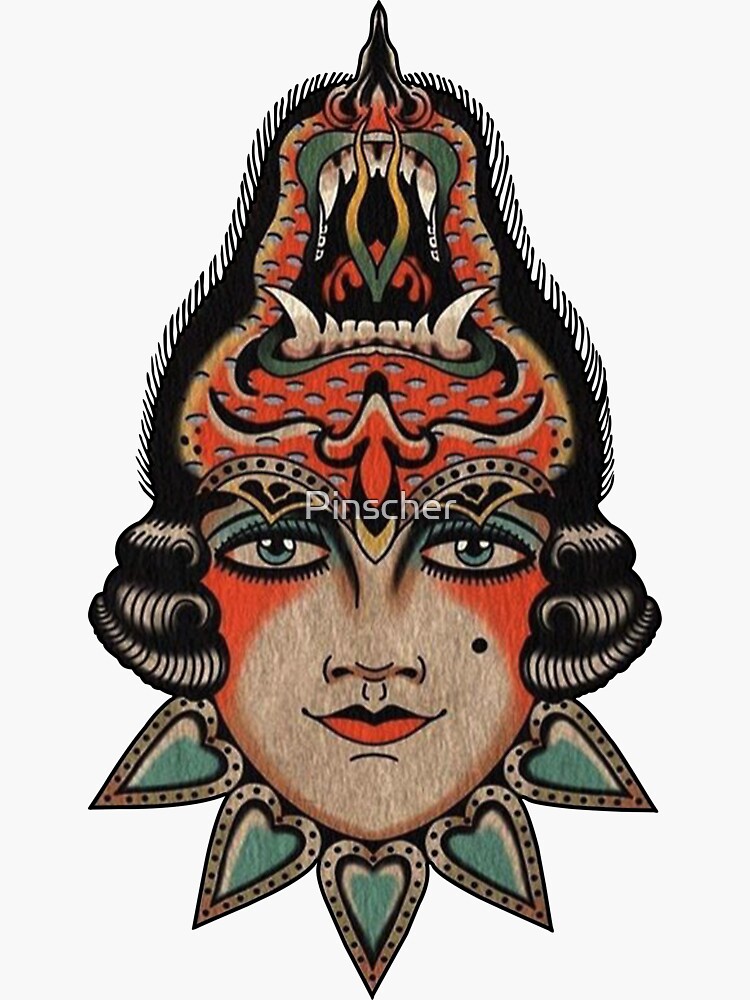 "Flip Face Demon Tattoo" Sticker for Sale by Pinscher | Redbubble