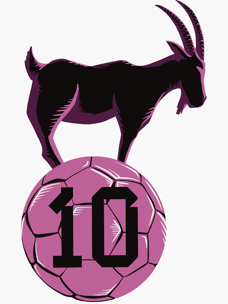 "Messi 10 GOAT (Pink Soccer Ball Inter Miami CF Futbol)" Sticker for ...