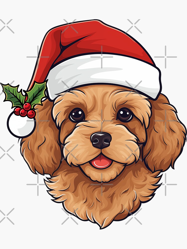 "Cavapoo and Cavoodle Christmas Gold, Light Red" Sticker for Sale by ...