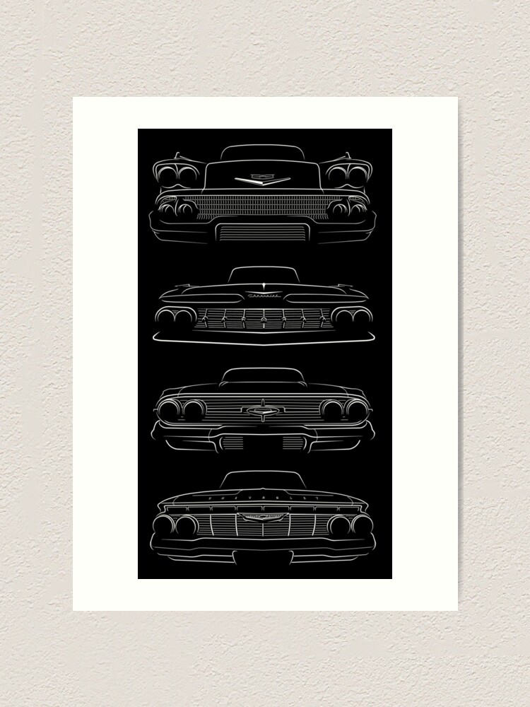 "The Evolution of the Impala: 1958-1961 (front stencil, white)" Art ...