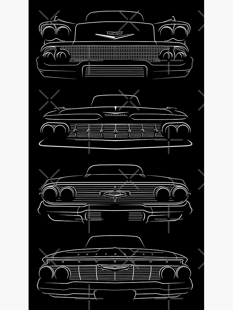 "The Evolution of the Impala: 1958-1961 (front stencil, white)" Poster ...