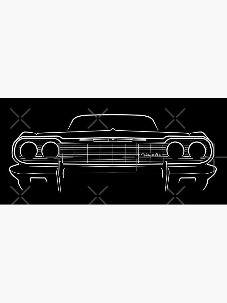 "1964 Impala - front stencil, white" Art Print by mal-photography ...