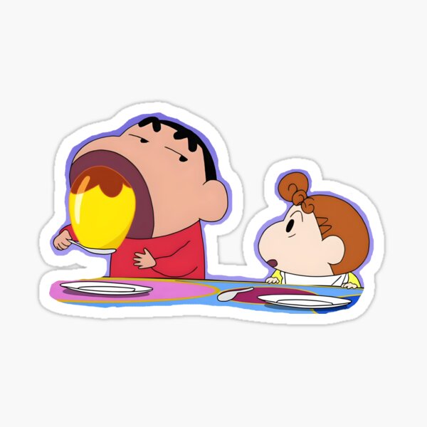 "Cute Shin-chan & Himawari eating Pudding" Sticker for Sale by Akash ...