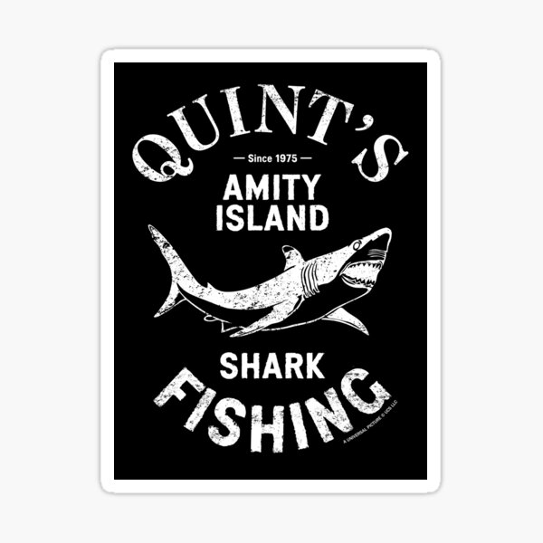 "Quint's Amity Shark Fishing (1975) " Sticker for Sale by Purakushi ...
