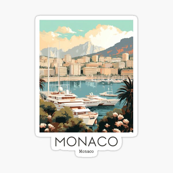 "A Vintage Travel Illustration of Monaco " Sticker for Sale by ...