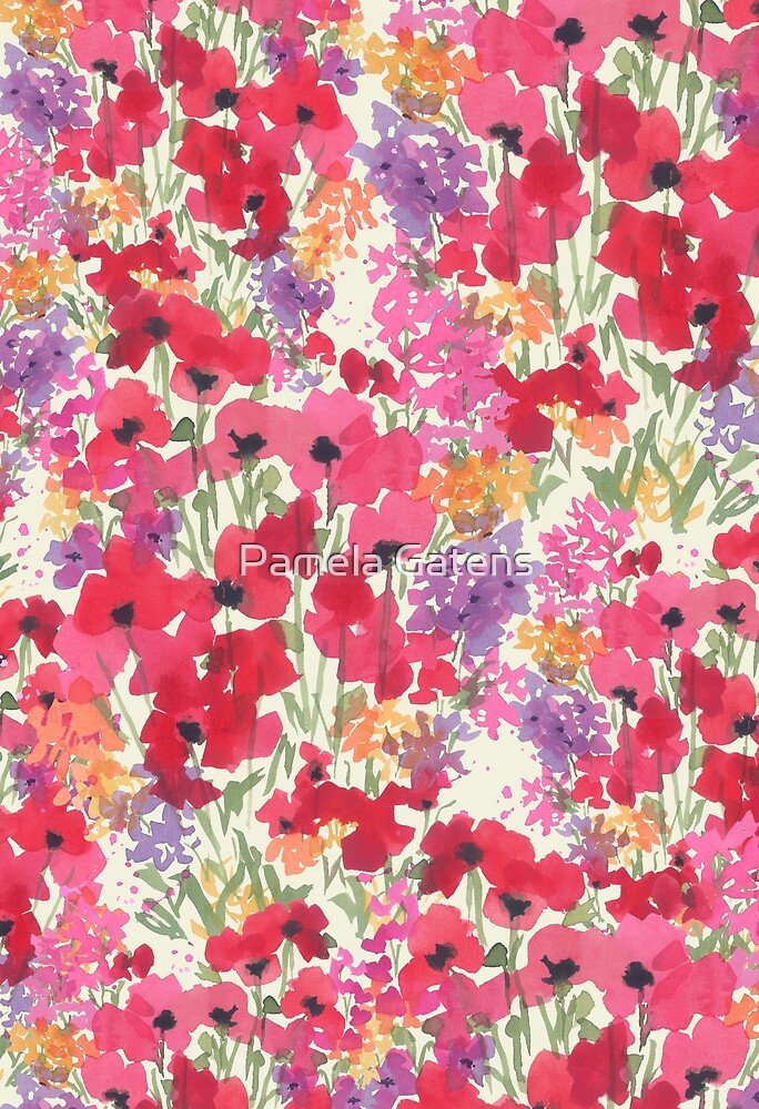 "Big Red Poppy Patch" by Pamela Gatens | Redbubble