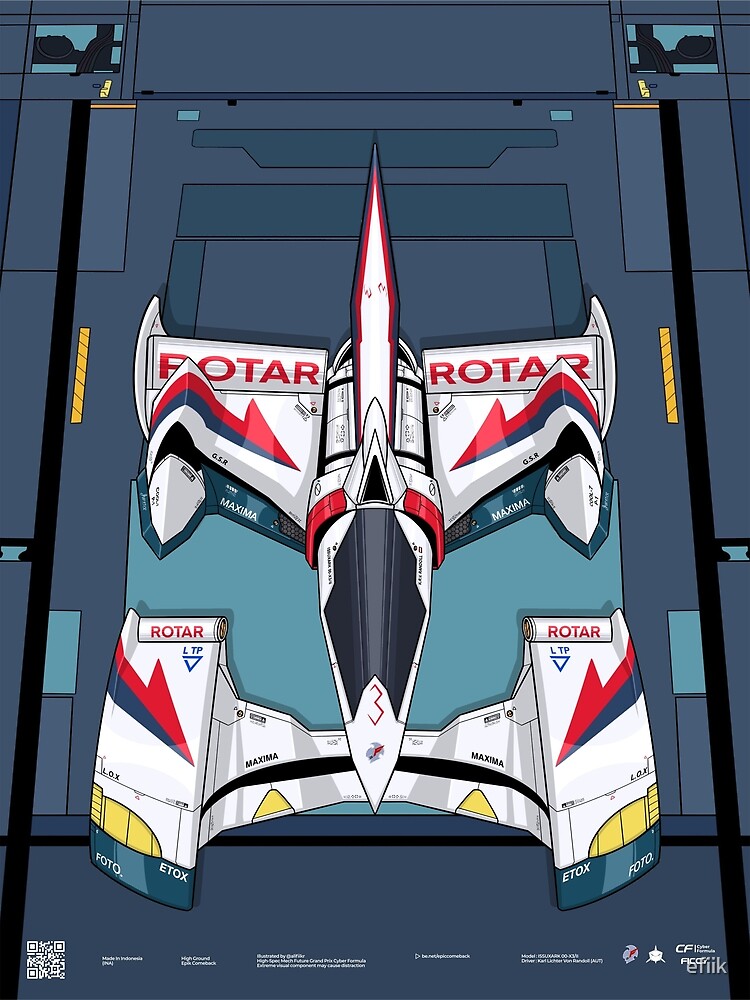 "Cyber Formula : Union Savior Issuxark 00-X3/ii detailed illustration with urban graphic design ...