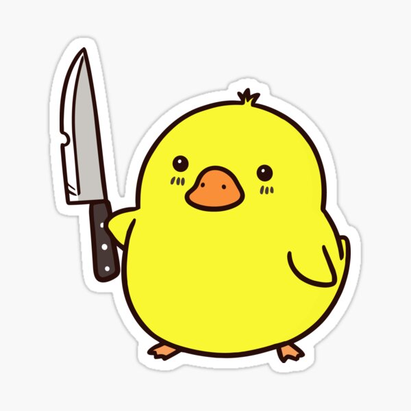 "Cute Duck With Knife" Sticker for Sale by Gkinoki | Redbubble