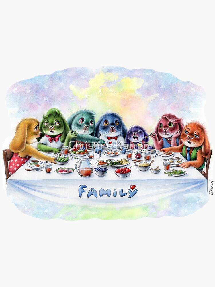 "Benny Blue Bunny - Family Thanksgiving Dinner" Sticker for Sale by ...