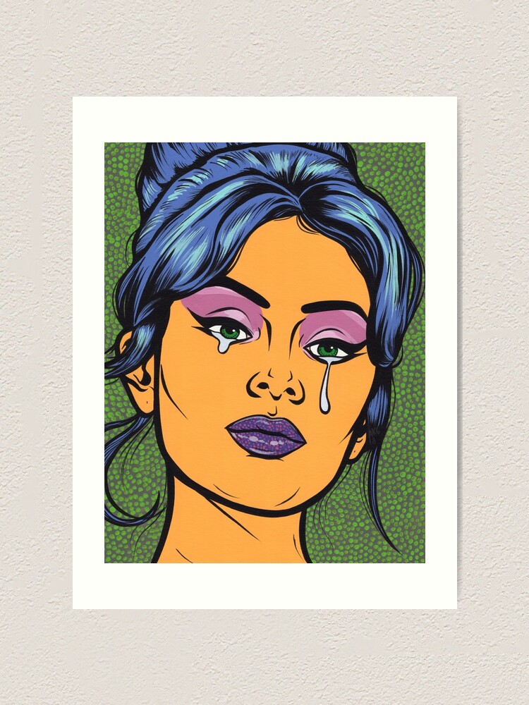 "Blue Hair Crying Comic Girl" Art Print by turddemon | Redbubble