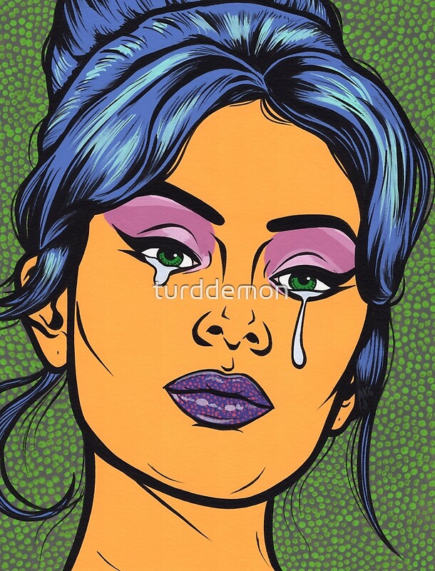 "Blue Hair Crying Comic Girl" by turddemon | Redbubble