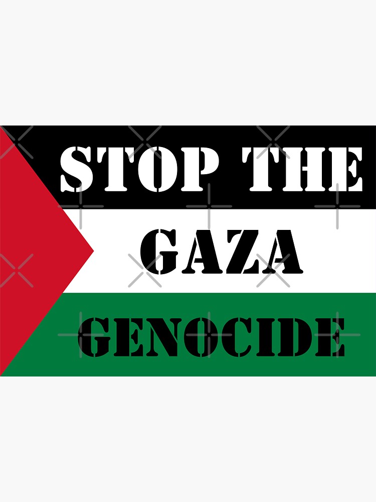 "Stop The Gaza Genocide- Free Palestine with Flag" Sticker for Sale by ...