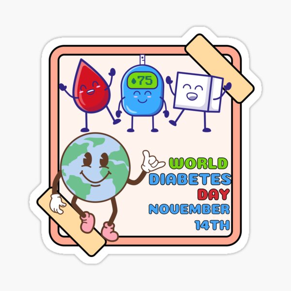 "World Diabetic Day, note design with diabetic symbols" Sticker for ...