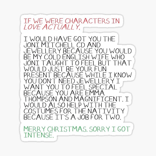 "Love Actually - Emma Thompson rant" Sticker for Sale by Jennifer Grene ...