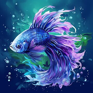 Male Betta Fish Drawing Close Up Siamese Fighting Fish Betta Splendens