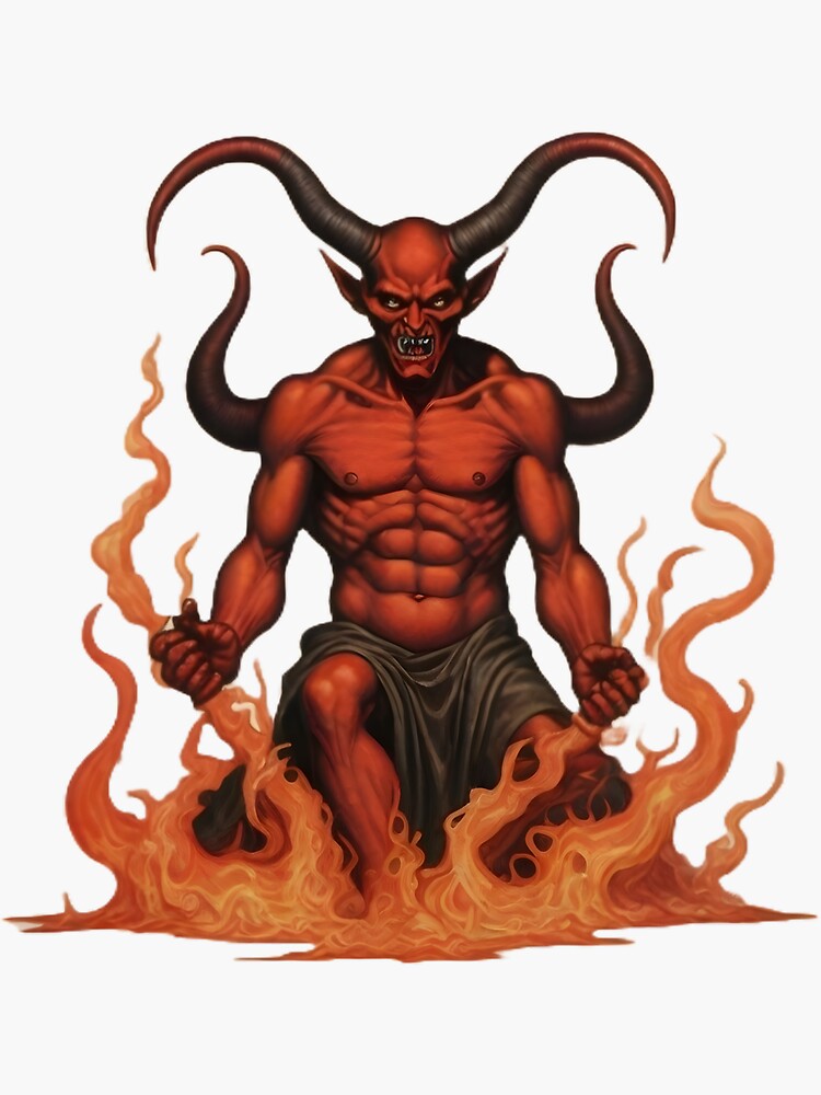 "the devil in flames" Sticker for Sale by aledfychan | Redbubble
