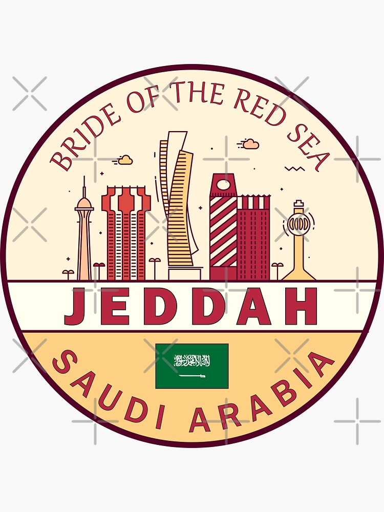 "Jeddah Saudi Arabia City Skyline Emblem" Sticker for Sale by ...