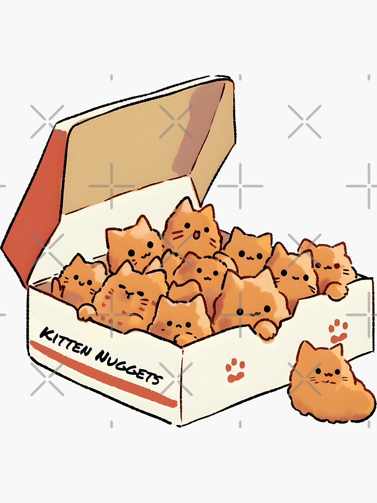 "Kitten Nuggets Funny Cat Art" Sticker for Sale by BadLuckByDesign ...