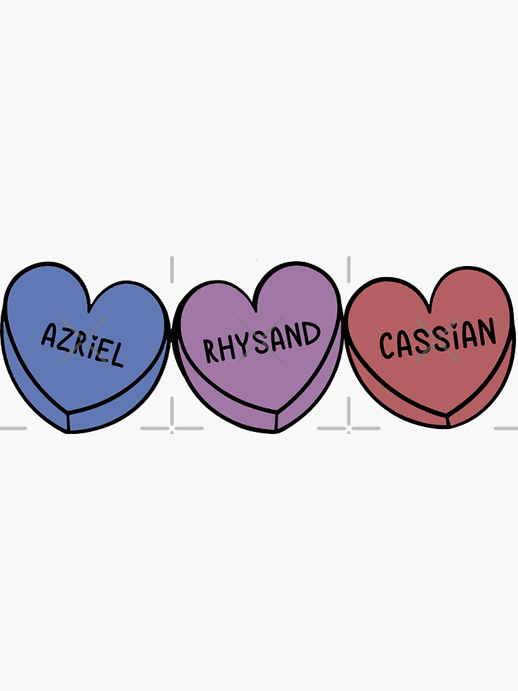"ACOTAR Bat Boys Love Hearts Azriel, Rhysand and Cassian" Sticker for ...