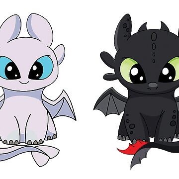 "Toothless & His Girlfriend : Night Fury & Light Fury" Sticker for Sale ...
