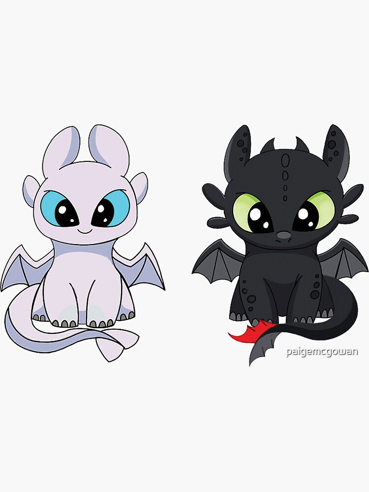 "Toothless & His Girlfriend : Night Fury & Light Fury" Sticker for Sale ...