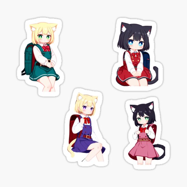 "cute anime schoolgirls sticker pack" Sticker for Sale by waifuheaven23 ...