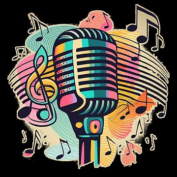 "Colorful Old Microphone" Sticker for Sale by Daria-Shop | Redbubble