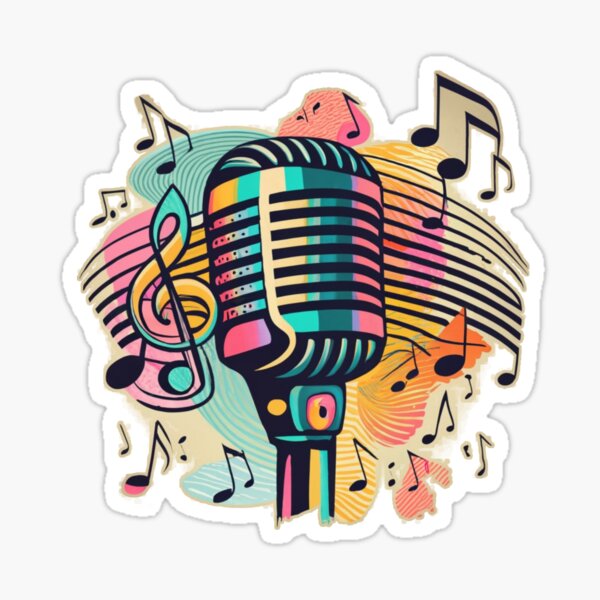 "Colorful Old Microphone" Sticker for Sale by Daria-Shop | Redbubble