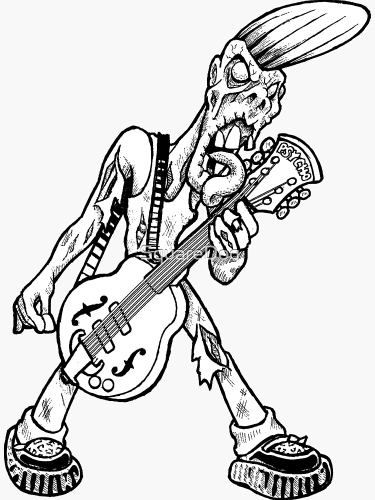 "Psycho Zombie (black and white)" Sticker for Sale by SquareDog | Redbubble