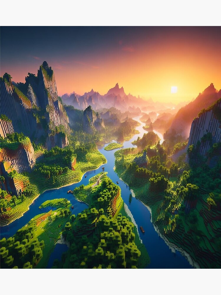"minecraft landscape" Poster by DigitalThreads & Mugs | Redbubble