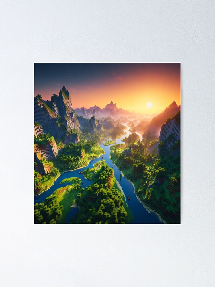 "minecraft landscape" Poster by DigitalThreads & Mugs | Redbubble
