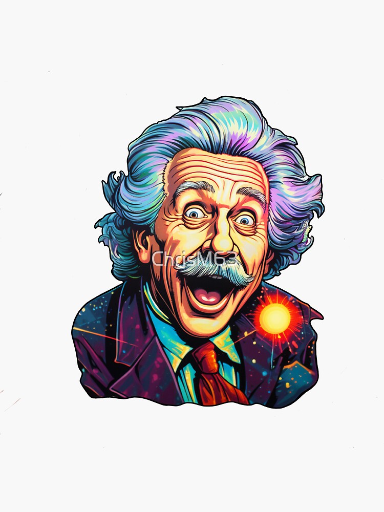 "Albert Einstein Funny Sticker" Sticker for Sale by ChrisM63 | Redbubble