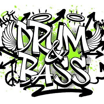 "DRUM AND BASS - Graffiti Steez (lime/black) " Sticker for Sale by ...