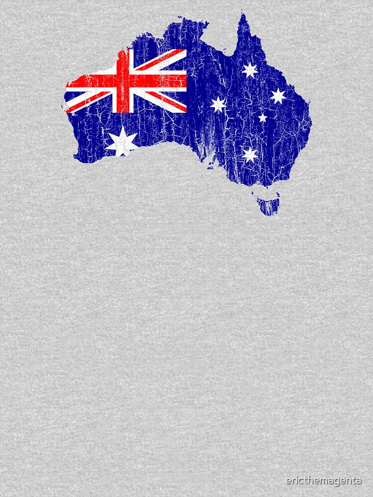 "Aussie Map Australian Distressed Flag Continent Vintage Grunge" T ...