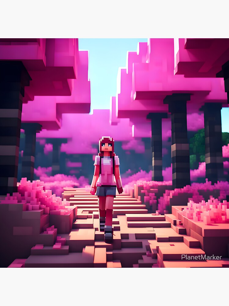 "Pink Girl in Pixel Art, Forest Stroll" Sticker for Sale by ...