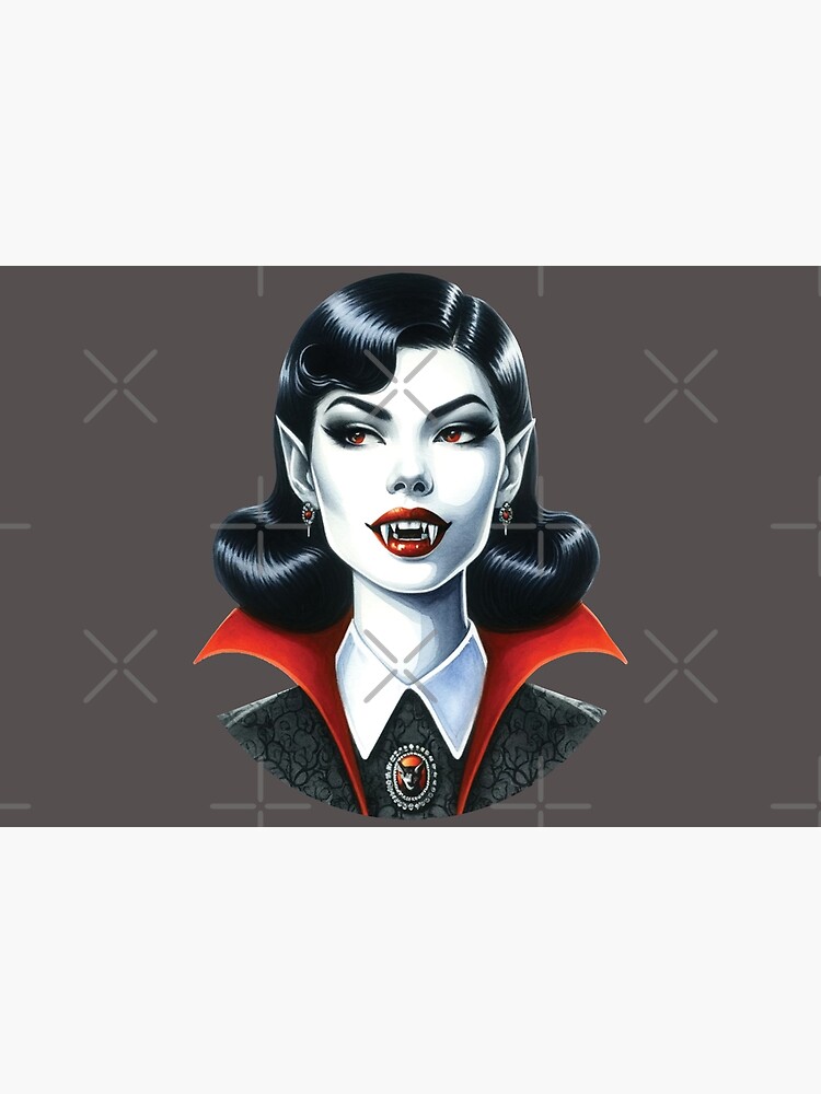 Vampire Pin Up Girl Drawing Vampire Bat Pinup Girl Art Top Print