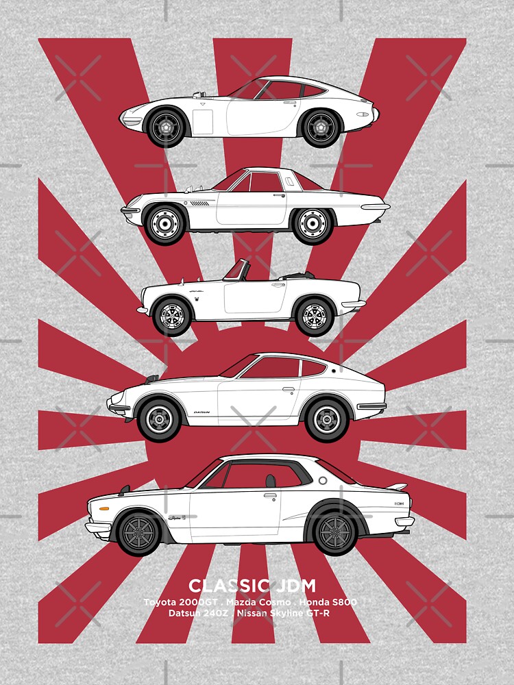 "Classic Japanese (JDM) Classic Car Collection Artwork" T-shirt for ...