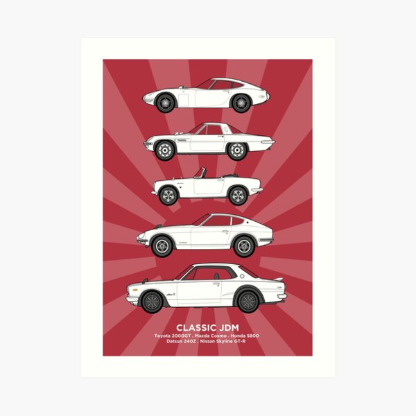 "Classic Japanese (JDM) Classic Car Collection Artwork" Art Print for ...