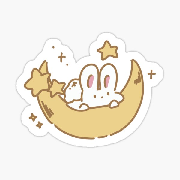 "Rabbit with the moon" Sticker for Sale by rabbistar | Redbubble