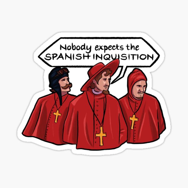 "Monty Python Spanish Inquisition" Sticker for Sale by mariangela-f ...