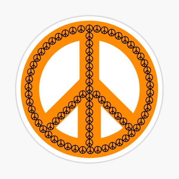 "Orange Peace Sign,World Peace " Sticker for Sale by BotunPeony | Redbubble