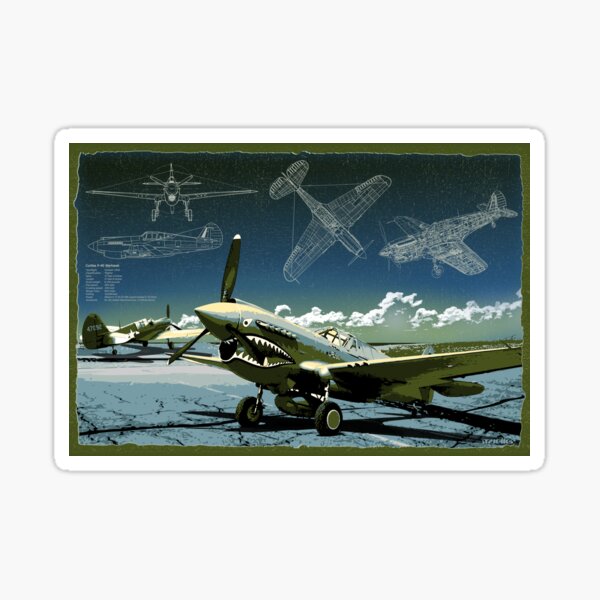 "P40 Warhawk with blueprints" Sticker for Sale by Glenn Mueller | Redbubble