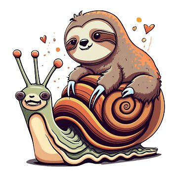 "A sloth on a snail" Sticker by lokirick | Redbubble