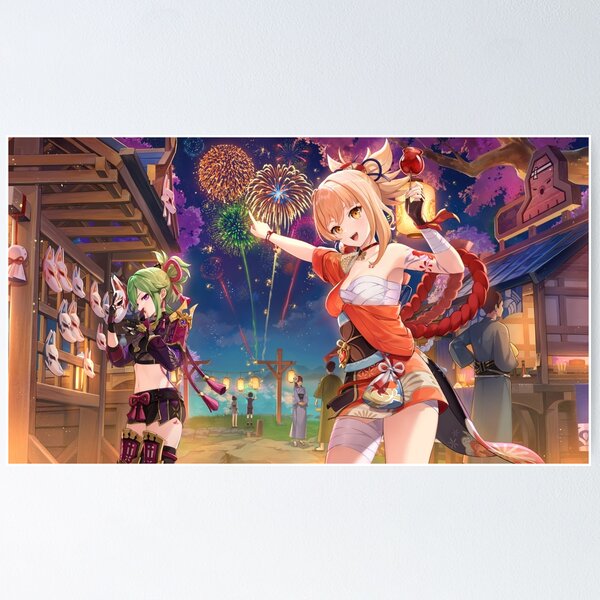 "Yoimiya & Kuki Shinobu, Genshin Impact" Poster by Demray | Redbubble