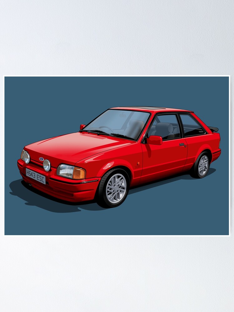 "Ford Escort XR3i Mk4 in radiant red" Poster for Sale by candc-retro ...