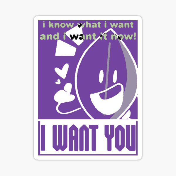 "Leafy Wants You! (BFB)" Sticker for Sale by yoyleyesz | Redbubble
